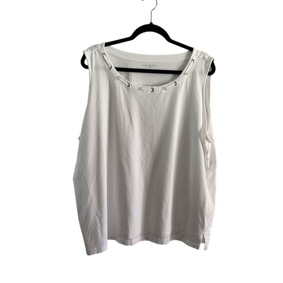 Talbots | Tops | Talbots Women Plus Sz 3x White Grommeted Scoop Neck ...